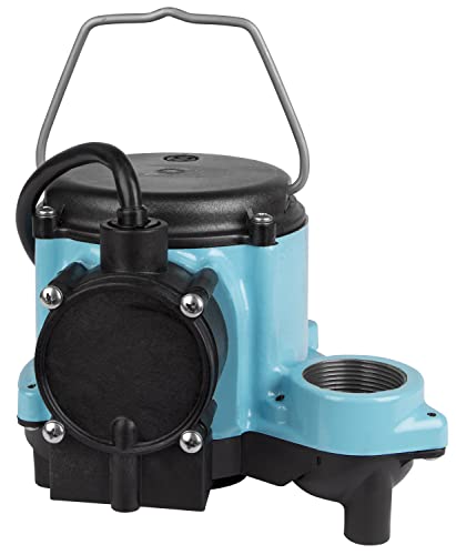 Little Giant WRSC-6 115-Volt, 1/3 HP, 2760 GPH Compact Under Sink Drainosaur Automatic Sump Pump/Basin System with 10-Ft. Cord, Black/Blue, 506065