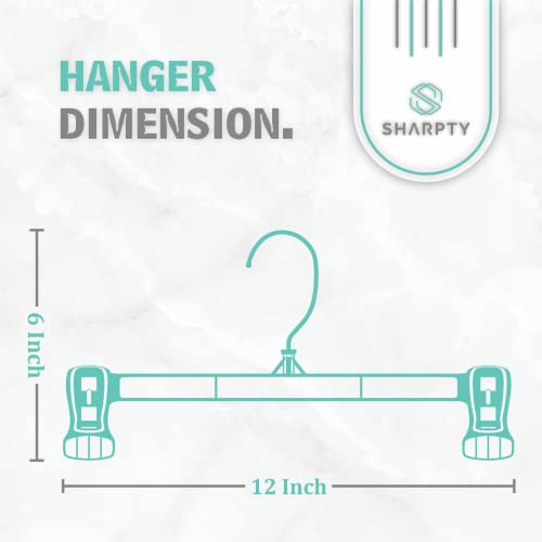 Sharpty Pant & Skirt Hangers - Closet Hangers for Shorts, Shirts, Jeans, Dresses, Slacks, Coats, Clothes, Clothing, Garments & More - Durable, Space Saving & Non-Slip, White - 10 Pack