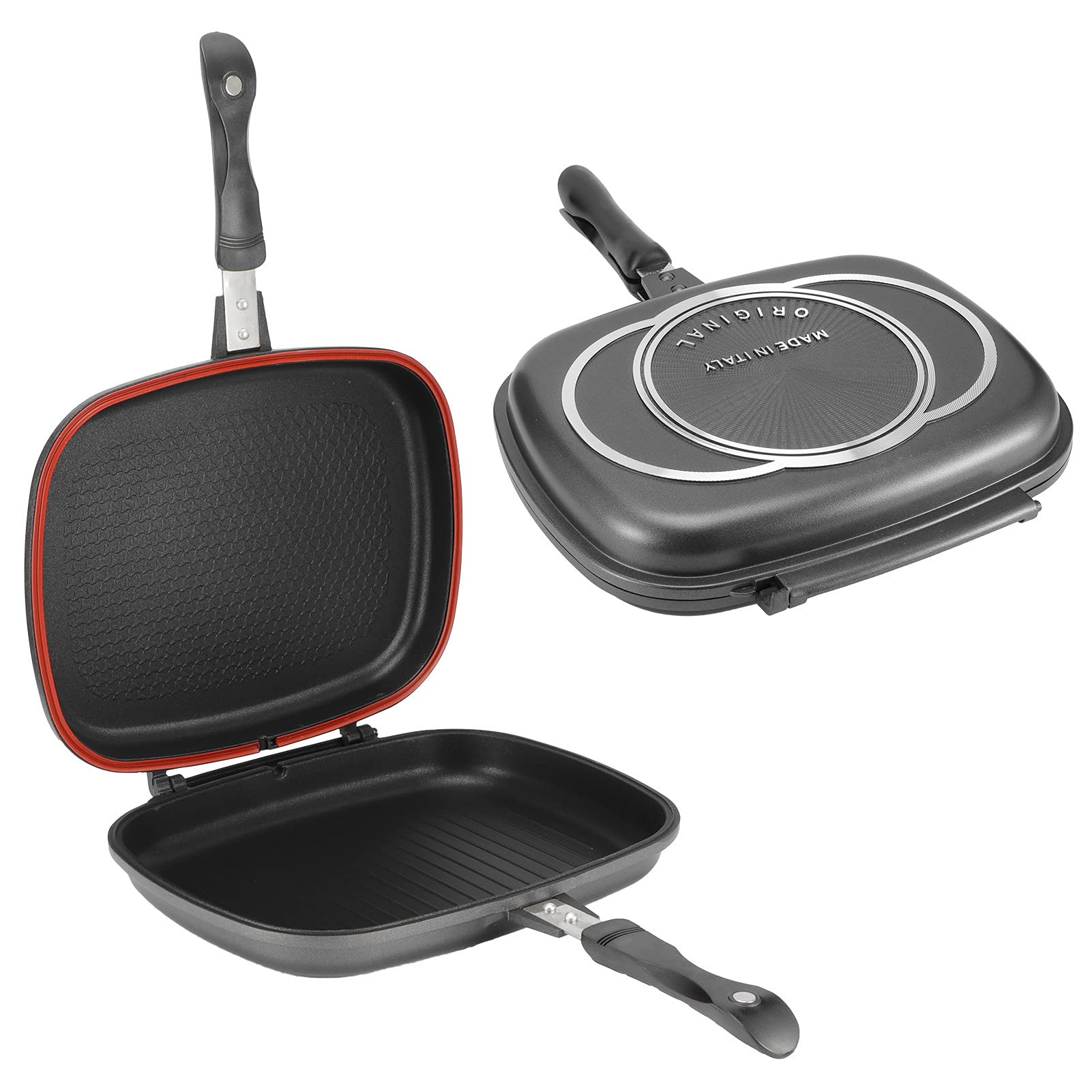 Grill Pan Frying Double Side With Antiburn Handle: Kitchen Supplies Pot (32Cm 12.6In)
