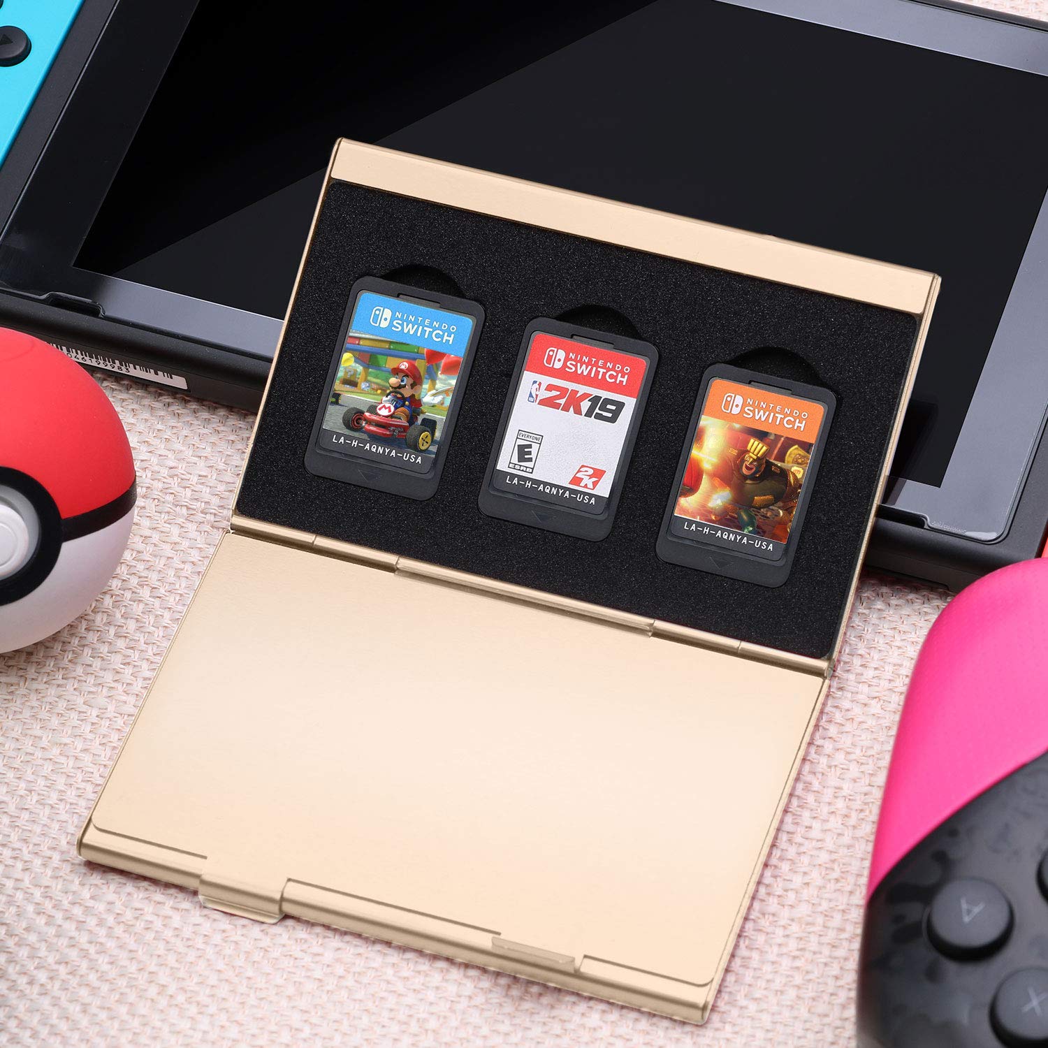Premium Game Card Case for Nintendo Switch, Aluminum Game Cartridge Holder for Nintendo Switch (Hold 6 Game Cards) - Black