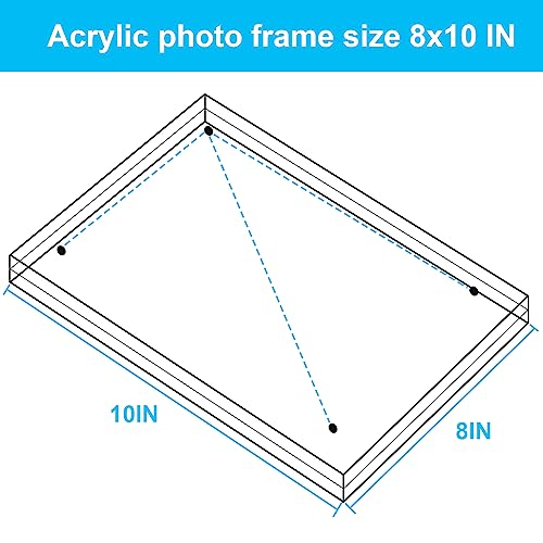 JUOIFIP 8X10 Clear Acrylic Picture Frames, Magnetic Picture Frames with Gift Box Package, Double Sided Acrylic Photo Frames Desktop Display with Support Stand, Pack of 1(Bonus 1 Pack Stand)