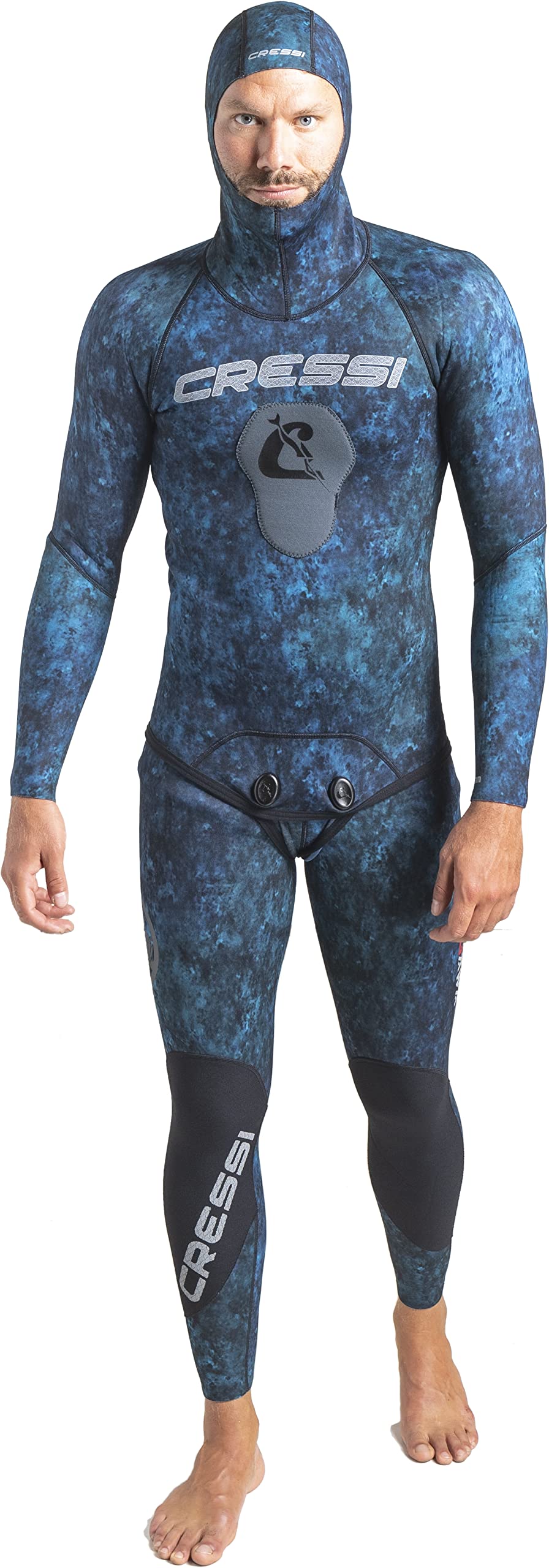 Cressi mens Two-Piece 2 pieces Spearfishing Wetsuits, Camo Blue, Medium US