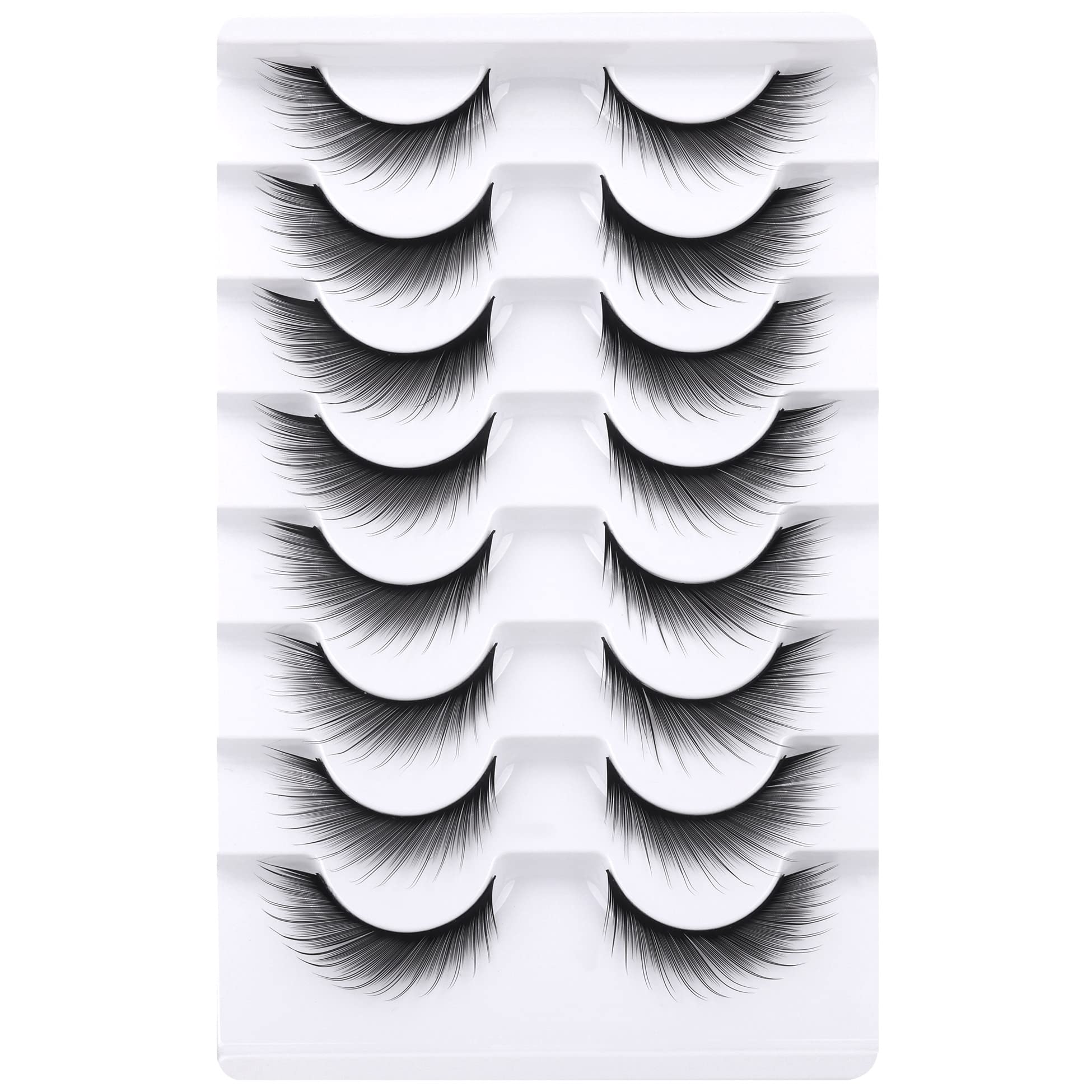 Fox Eye Lashes Cat Eye Wispy Lashes Look Like Extensions False Eyelashes Fairy Angel Wing Lashes Natural Look Soft 8 Pairs Fake Eyelashes Pack