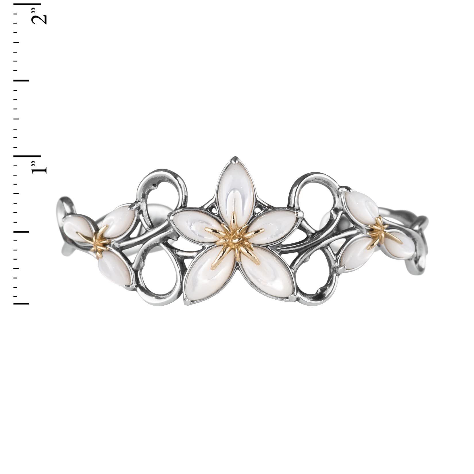 Carolyn Pollack American West Sterling Silver & Brass Women's Cuff Bracelet Flower Design Size Medium