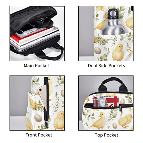 ILEABEC Travel Backpack For Women Men Duck Chickens Leaf Laptop Backpack Casual Daypack Backpacks