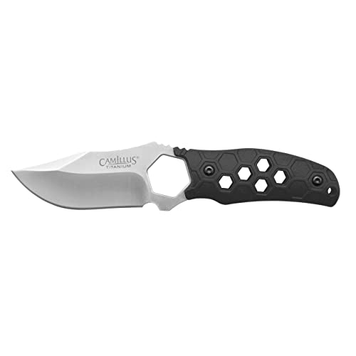 CAMILLUS Comb 7.25" Clip Point Blade Durable Corrosion-Resistant 420 Stainless Steel Outdoor Survival Hunting Fishing Camping Fixed Blade Knife, Molded Sheath with 4 Additional Functions Included