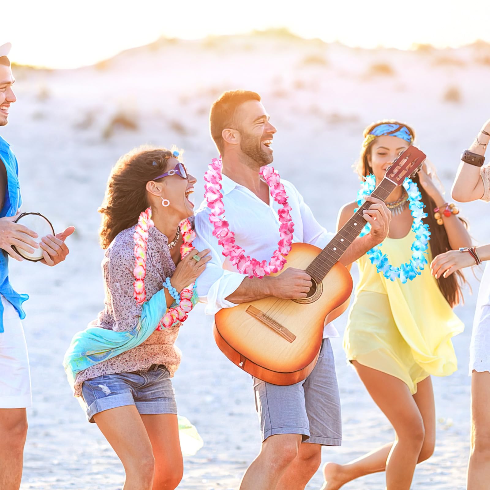 FUTUREPLUSX 12PCS Hawaiian Leis, Tropical Flower Leis Luau Party Decorations for Beach Pool Hawaiian Luaus Party Birthday Aloha