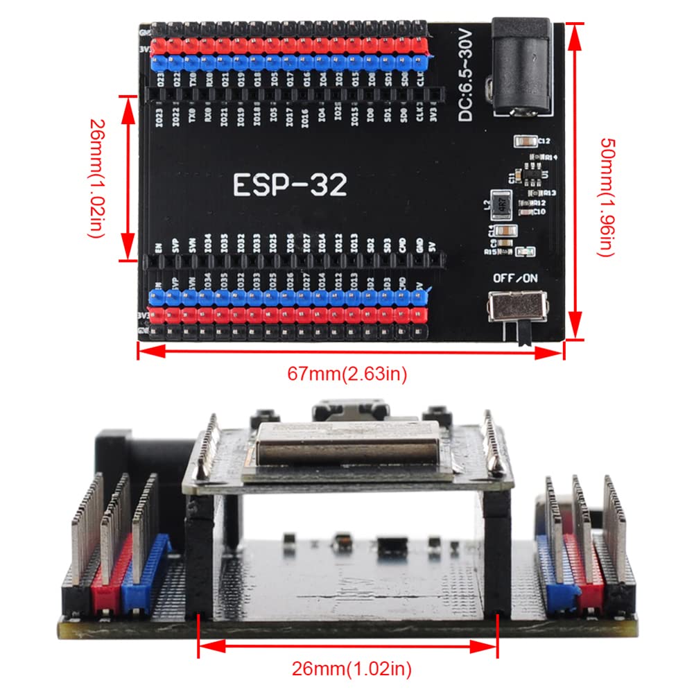 DIYmall DEVIT V1 ESP32-WROOM-32 Development Board, 36Pins ESP32, ESP-32S 2.4GHz WiFi+BT Dev Module CP2102 for Arduino DOIT, with ESP32 Expansion Board