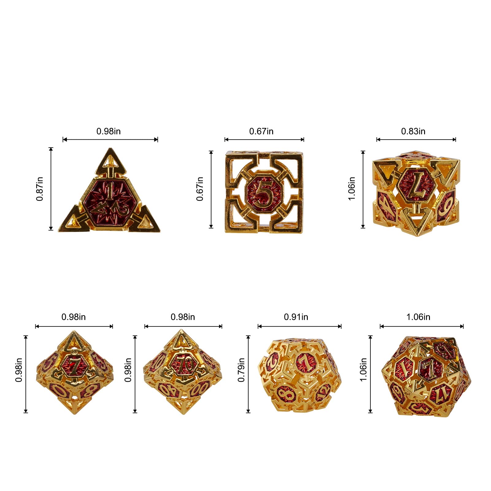 Dungeons and Dragons Dice Metal Dice Dicelings DND Polyhedral Hollow Dice Set for D&D RPG MTG Role Playing Table Games