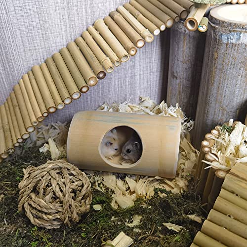 Hamster Guinea Pig Toys, Natural Bamboo Rat Chinchilla Chew Toys for Teeth Care, Exercise Accessories Toys for Rabbit Bunny and Small Pets…