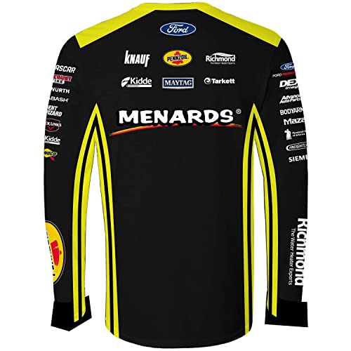 Checkered Flag Sports Ryan Blaney Long Sleeve Menards Sublimated Uniform Pit Crew T-Shirt Black (5X-Large)