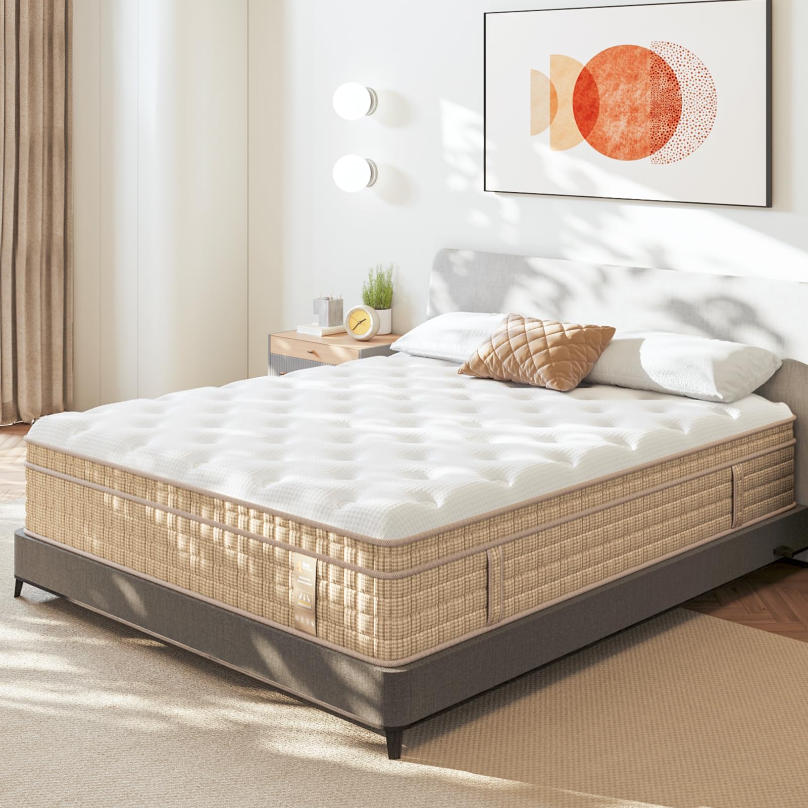 FP FLEXPEDIC Full Mattress, 14 Inch Hybrid Queen Size Mattress in a Box, Full Mattress with Gel Memory Foam and Pocket Spring for Pressure Relief, Ergonomic Design & Edge Support,
