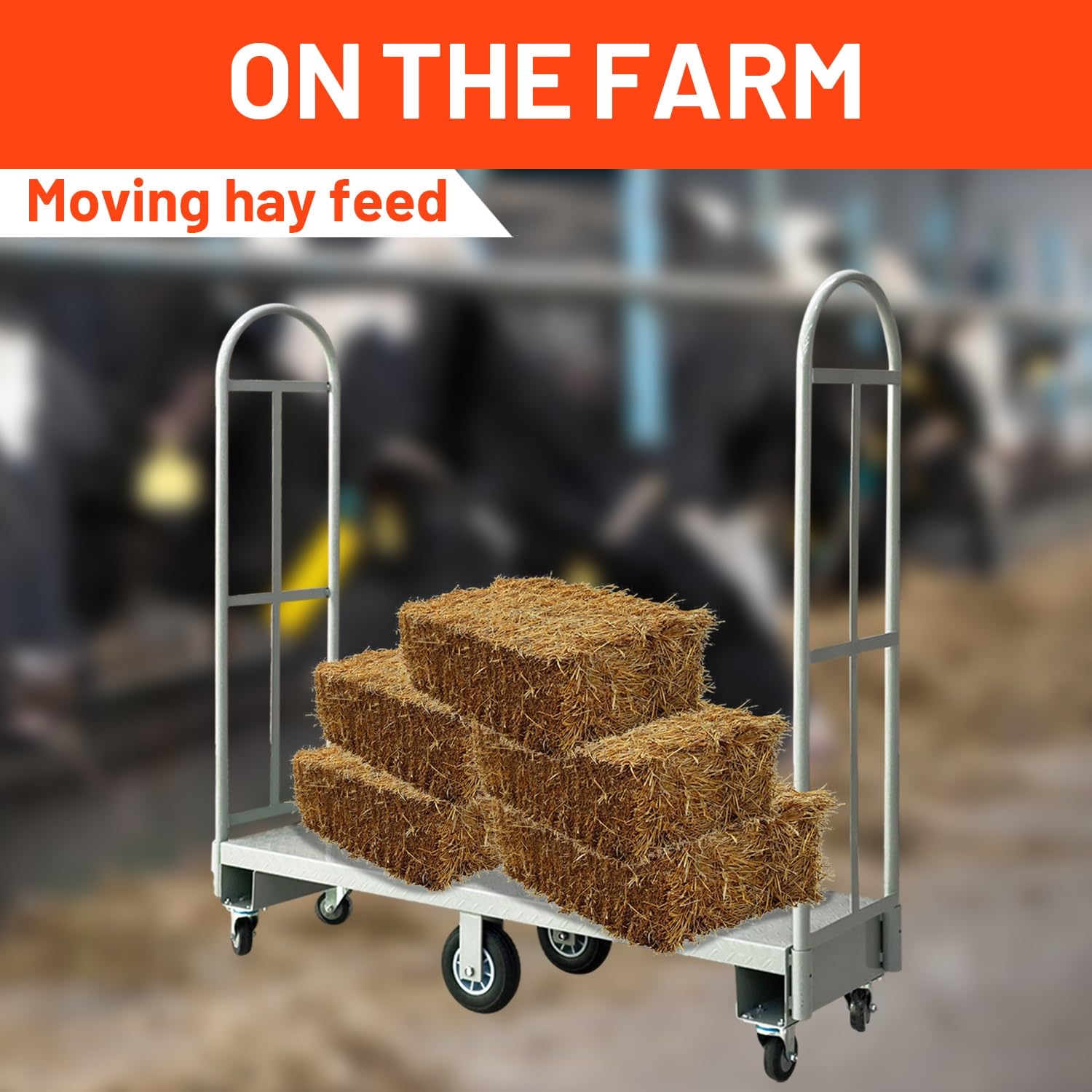 DIYTuning Narrow Aisle U-Boat Platform Truck with Thick Steel Deck Detachable Handles Dolly Push Cart Utility Cart Hand Trucks 2000lbs Capacity