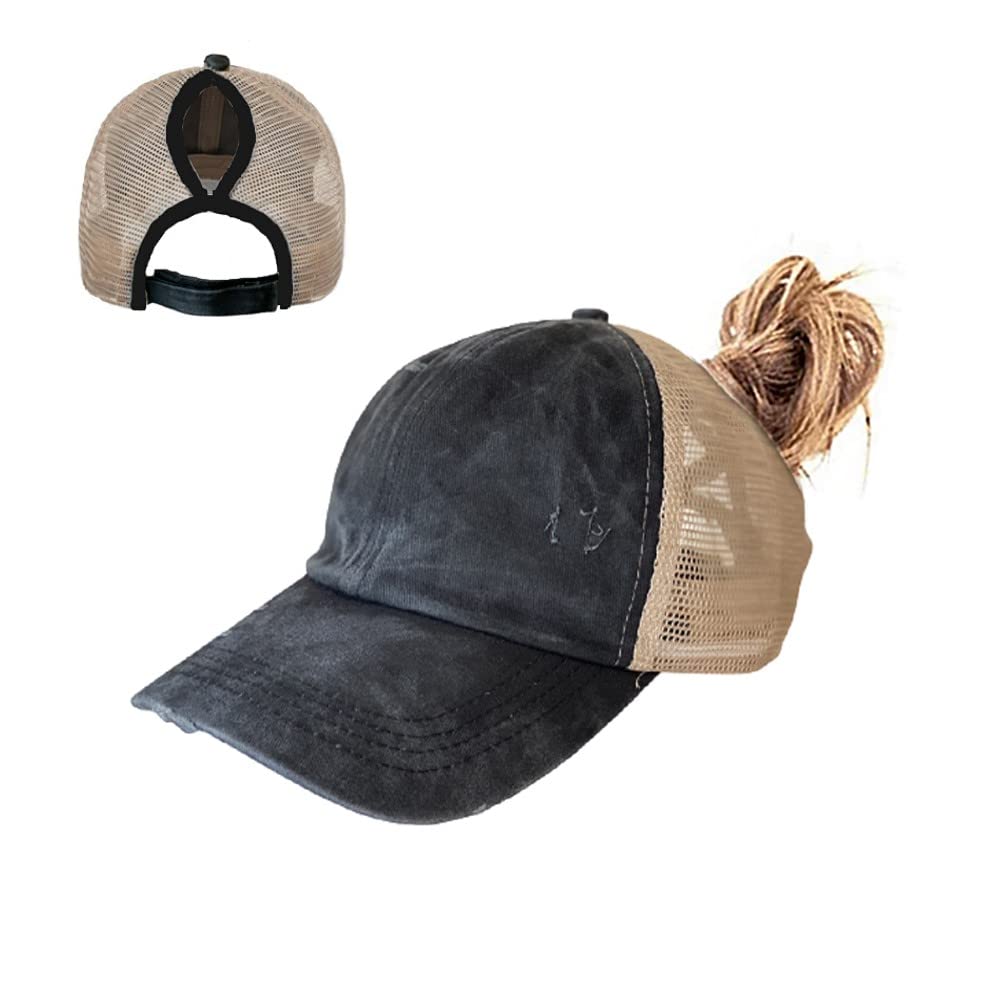 Criss Cross Ponytail Hat Washed Distressed Mesh Womens Baseball Cap Dad Hat Ponytail Hat for Women