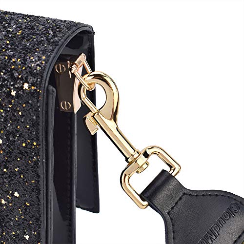 CLOUDMUSIC Handbag Strap Replacement Crossbody Strap Purse Strap for Women Girls (Chic Flowers In Black)