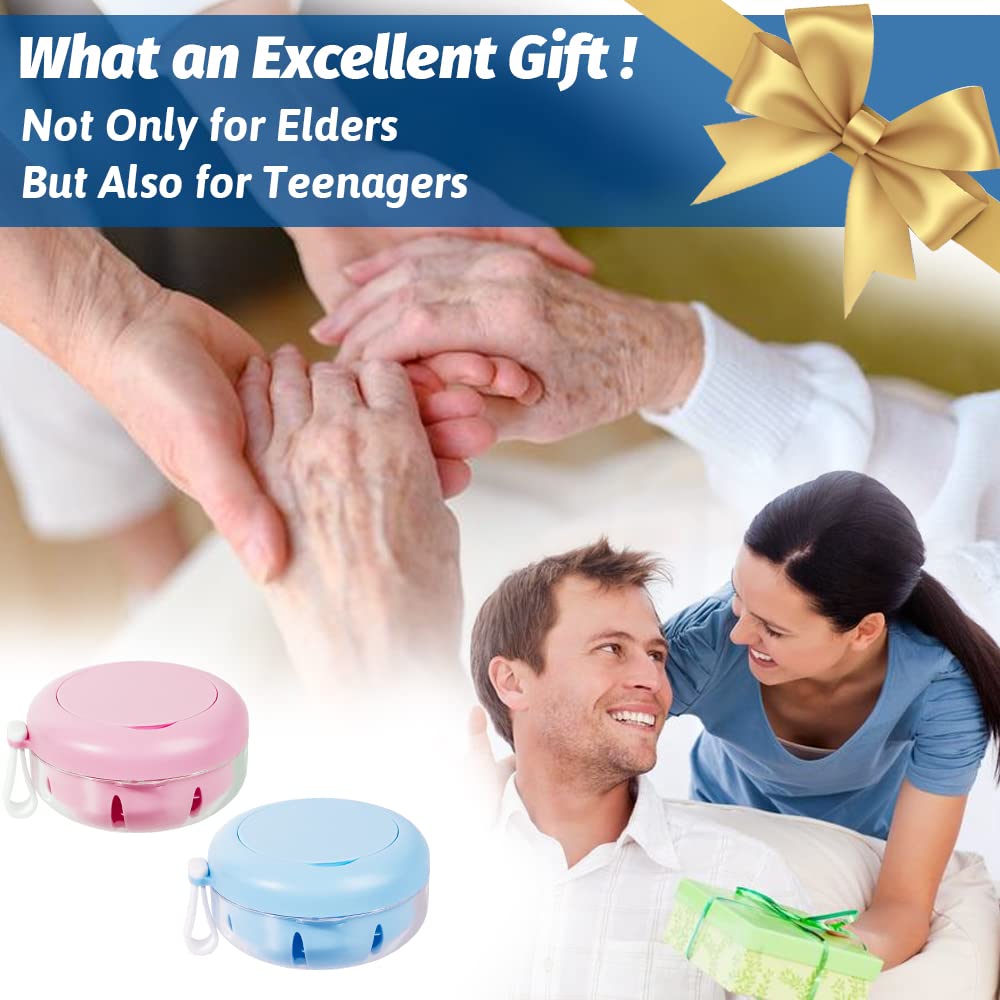 Denture Case -2 Pack - Definitely No-Leak Denture Bath Box for Traveling Perfectly, Denture Cup with Strainer & Mirror(Blue & Pink)