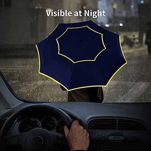 SATOL 62 Inch Large Golf Umbrella for Rain, Automatic Oversize Windproof Double Canopy Vented 8 Ribs Sturdy Portable Folding Umbrella for Travel, UPF 50+ Compact Lightweight Wind Resistant Sun & Rain Umbrellas for Women and Men (BLUE)