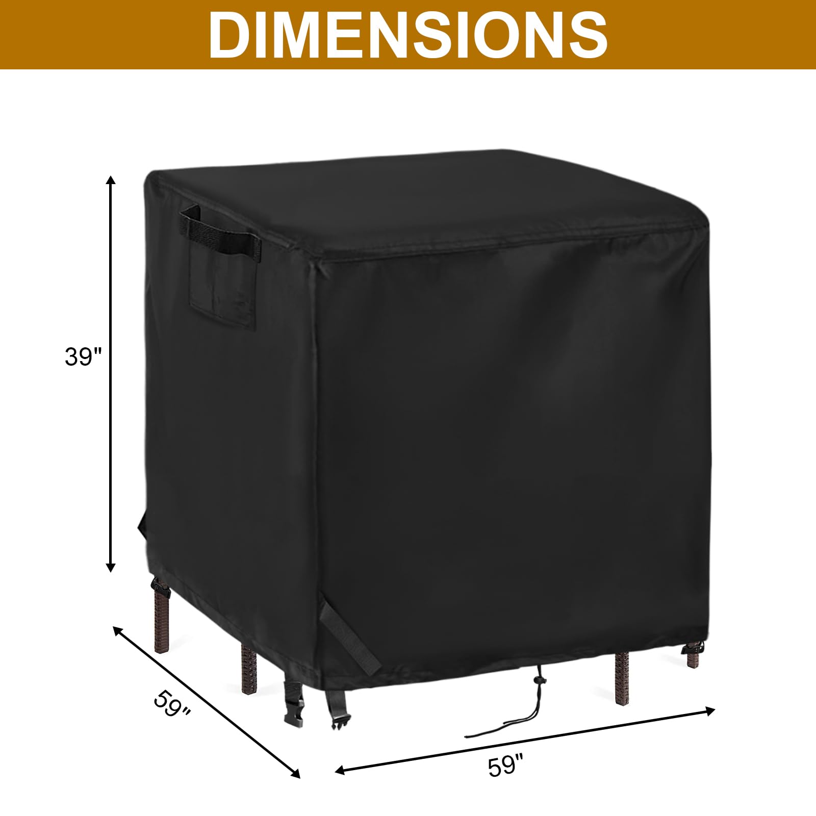 Guisong Waterproof Cover for Best Choice Products 5 Piece Outdoor Wicker Table Set, Protective Cover for Outdoor Bar Table and Stools Set-Black,59x59x38