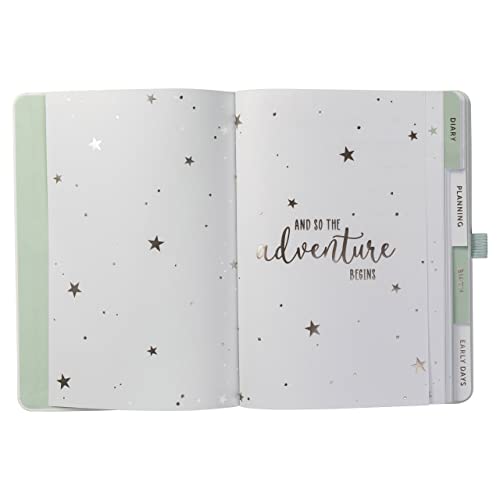 Busy B Baby B Pregnancy Journal with Diary, Notebook and 4 Storage Pockets - Cream, Neutral