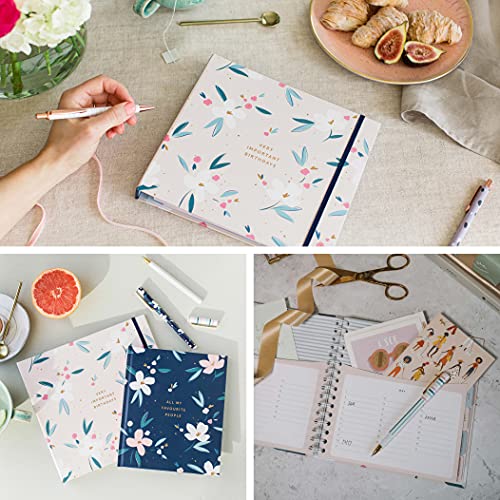 Busy B Birthday Card Book - 13 Pocket File for Storing Greetings Cards Pretty Petals,Pink