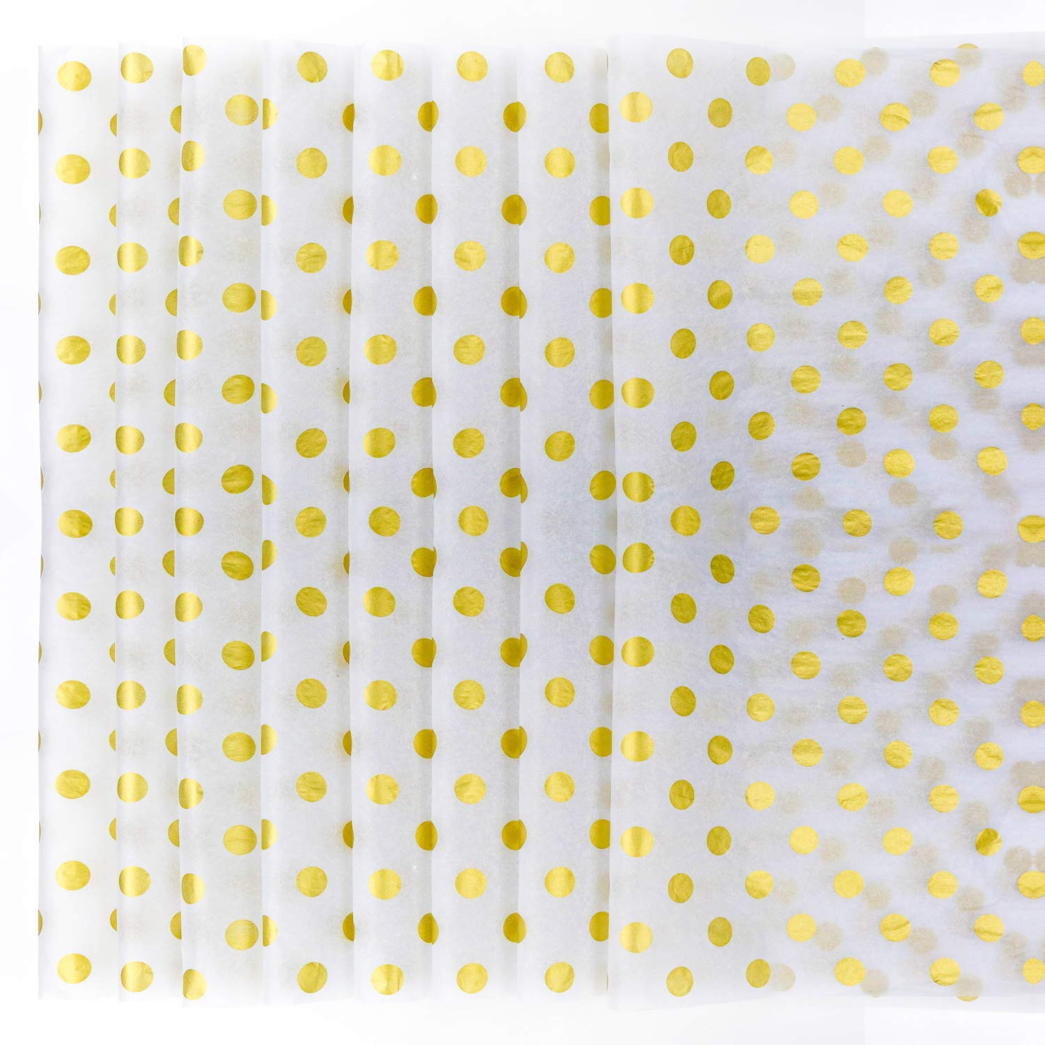 Teemico 50 Sheets Polka Dots Tissue Paper Gold Foil Dot Wrapping Paper Metallic Wrapping Tissue Paper Polka Dot Gift Bags Wrapping Paper, 20x 28 inches