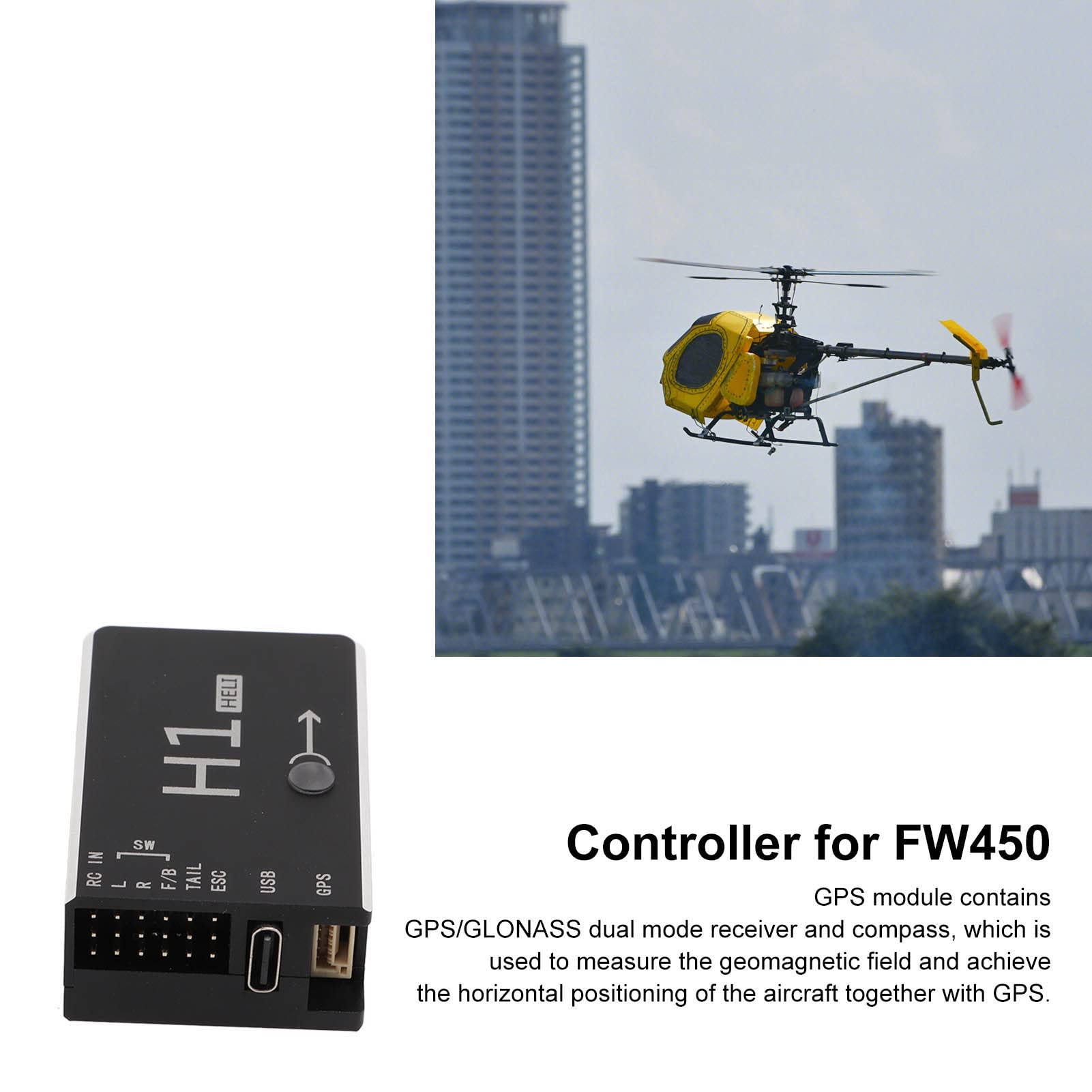 Drfeify H1 Helicopter Controller, Single Line Mode RC Airplane Controller for FW450 RC Flight Helicopter