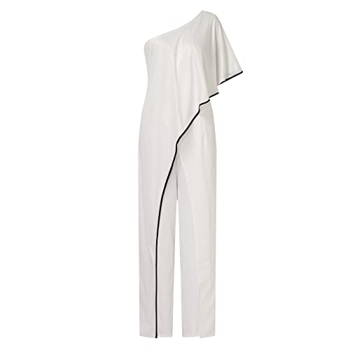 DUOWEI Women's Summer High Waisted Slim Short Sleeved Leaf Print Jumpsuit