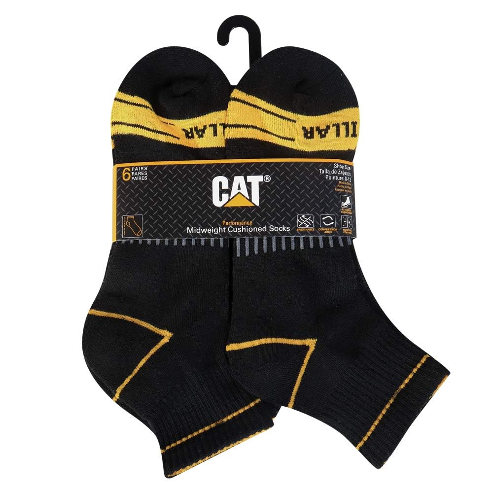 Cat mens Half Cushioned Quarter Sock, Light Grey/Heather Grey (6 Pack), Large US