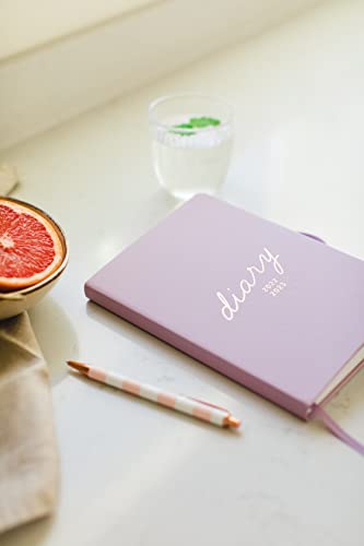 Busy B Mid Year 17 Month Diary August 2022 - August 2023. Lilac Faux Leather Academic Diary 2022-2023 A5 Week to View Planner with Pen Holder, Elastic Closure and Storage Pockets (4049AMZ)