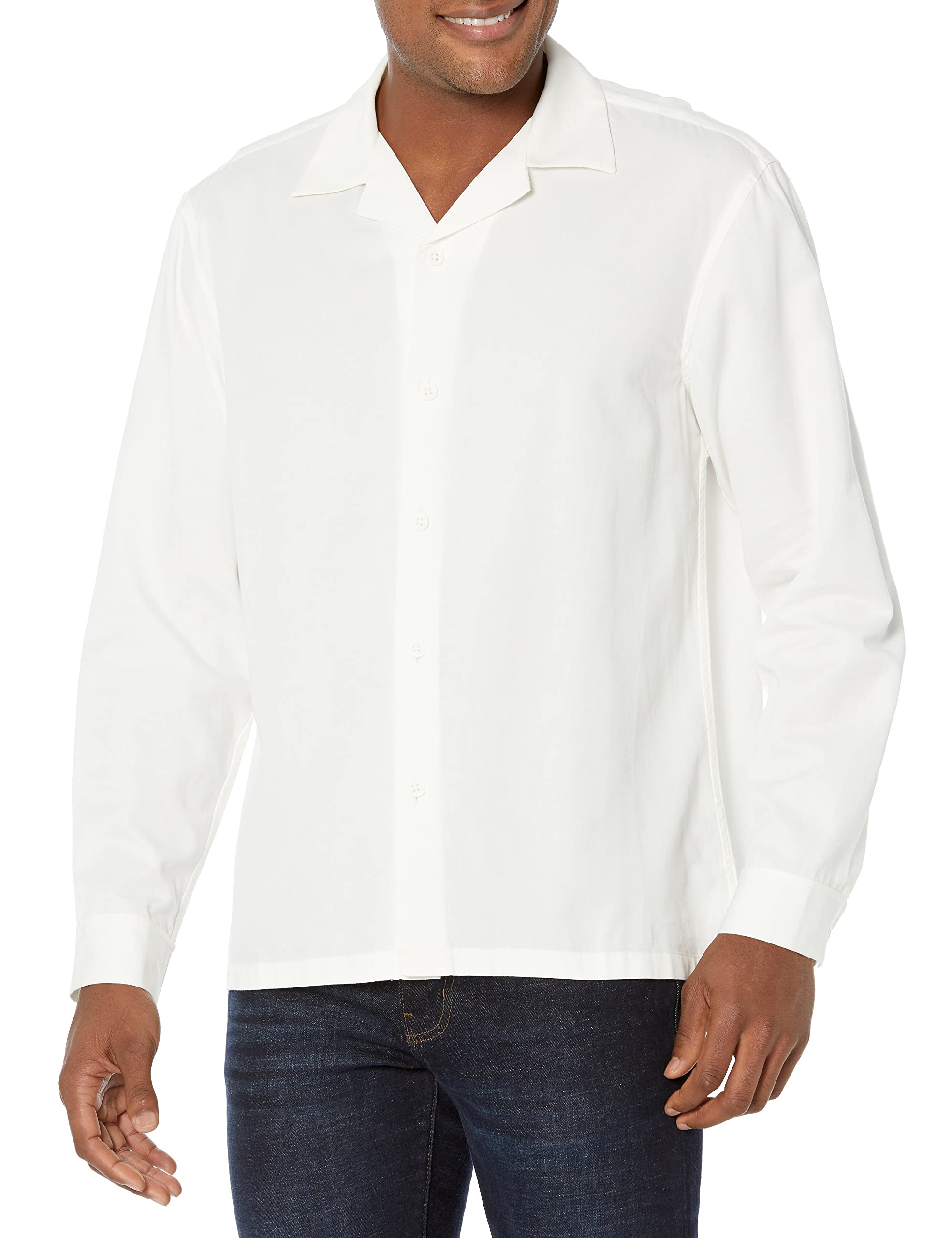 Club Monaco Men's LS CC Tencel, Blanc DE Blanc, S