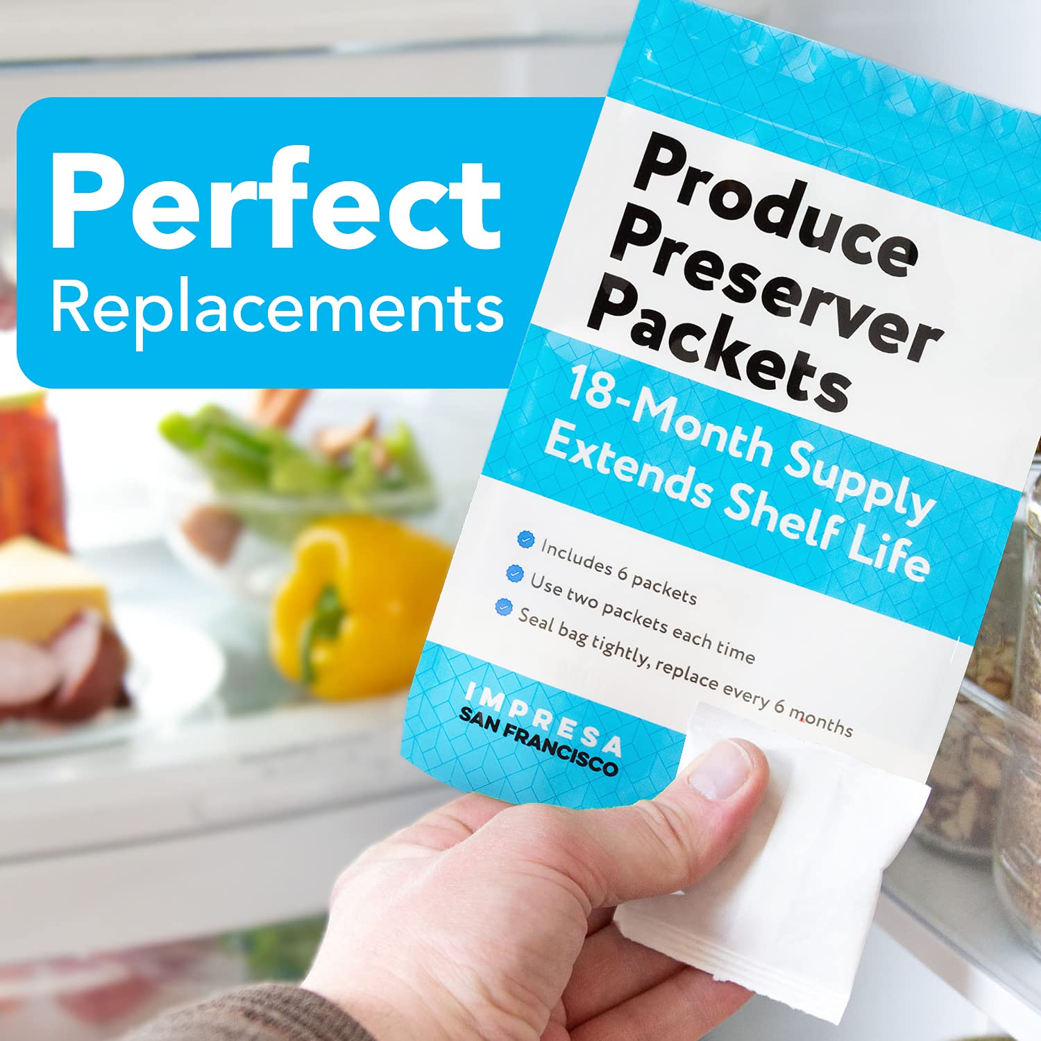Impresa 6-Pack of FreshFlow Equivalent to P1KC6R1 / W10346771A Compatible Replacement Produce Preserver Packets
