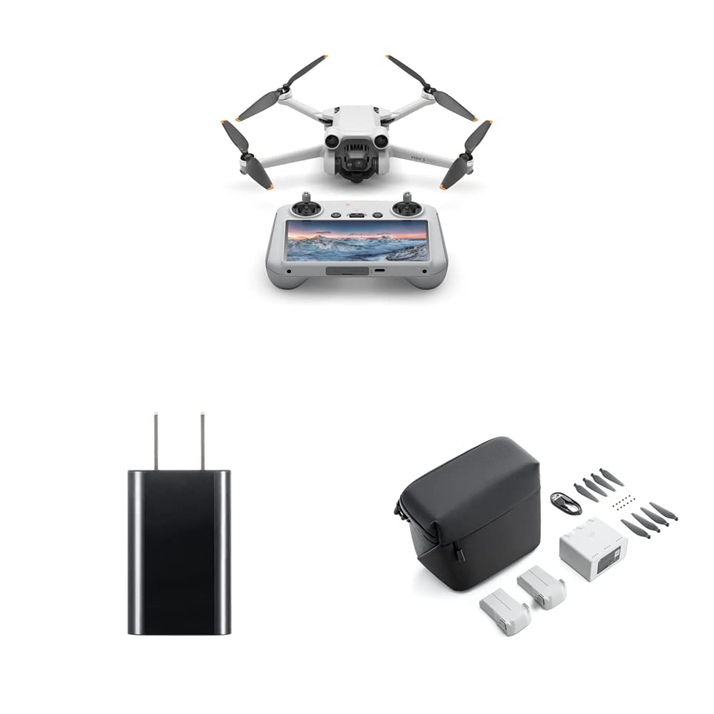 DJI Mini 3 Pro (DJI RC) – Lightweight and Foldable Camera Drone & 30W USB-C Charger & Mini 3 Pro Fly More Kit Plus, Black