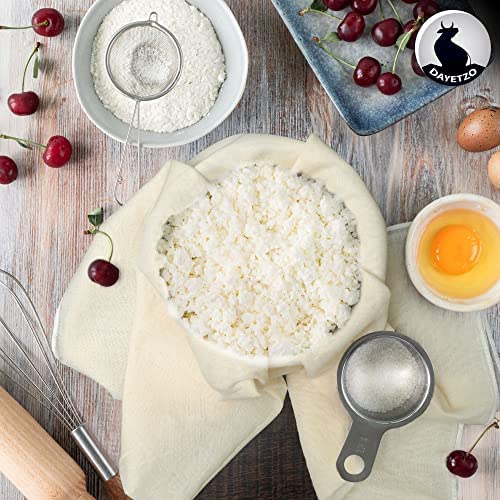 Dayetzo Cheese Cloth Grade 90, XL Cheesecloth for Straining, Unbleached 100% Organic Fine Mesh Cotton Washable Fabric 18 Sq. Ft. Large, Reusable Muslin Cloth for Cheese Making and Cooking (2 Yards)
