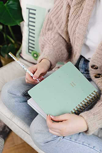 Busy B Mid Year 17 Month Busy Life Planner August 2022 - December 2023. Sage A5 Week to View Planner with Dual Schedules, Pocket and Shopping Lists