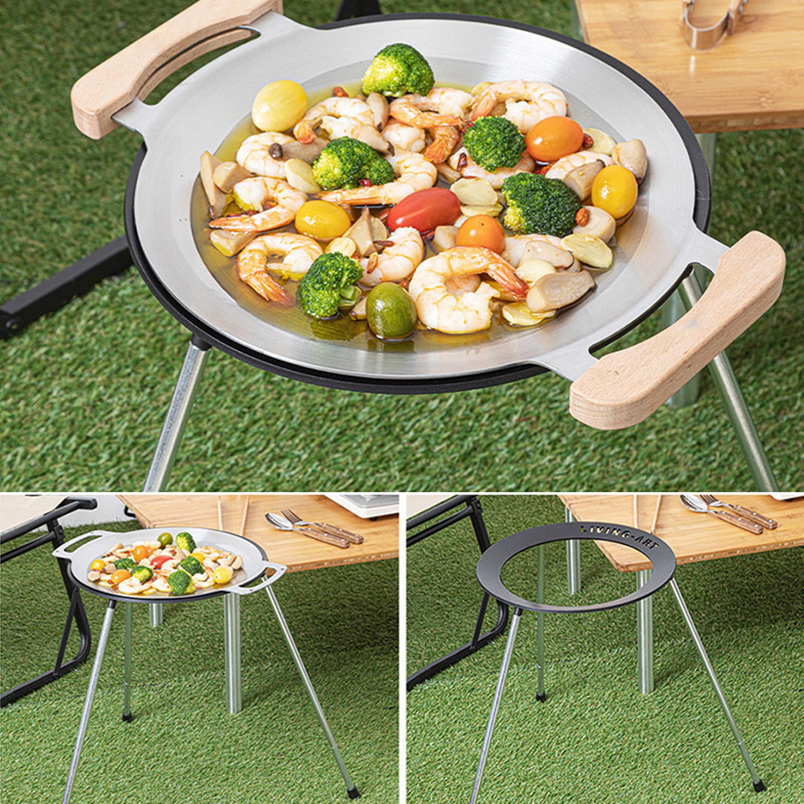 Campfire Tripod Stainless Steel Camping Tripod Grill Portable Open Flame Tripod Stand for Outdoor Cooking Garden Grills