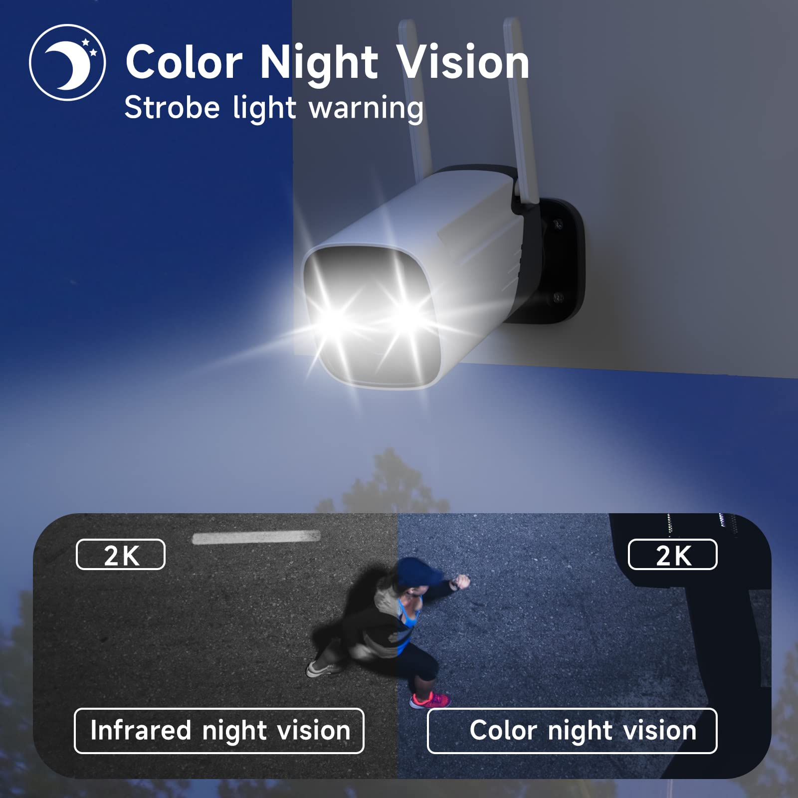 ELECCTV 2K Security Cameras Wireless Outdoor with Spotlight,15000mAh 365 Days Long-Lasting Battery Powered WiFi Surveillance Camera with Color Night Vision,2-Way Audio,Support Alexa-2 Pack
