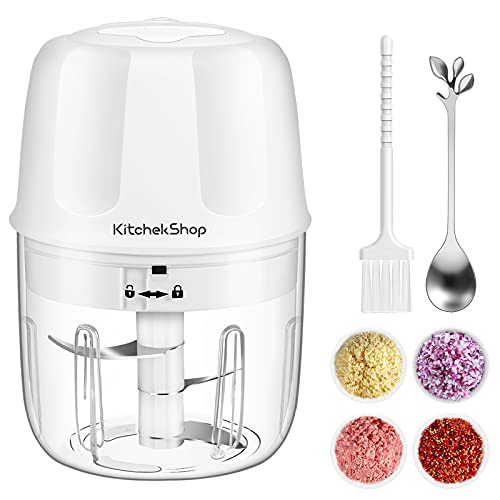 Electric Garlic Chopper, Portable Cordless Mini Food Processor, Rechargeable Vegetable Chopper Blender for Nuts Chili Onion Minced Meat Baby Food and Spices(White)