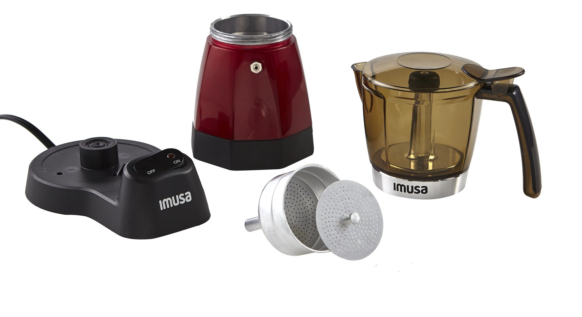 IMUSA USA Electric Espresso/Moka Maker, 3-6 Cups, 48 oz,Red