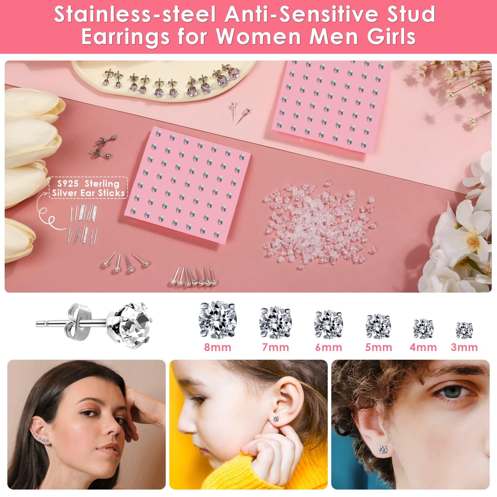 Ear Piercing Gun Kit, 233PCS Self Piercing Earrings Set, Nose Navel Lip Ears Piercer Body Piercing Tools, Earring Piercer with Hypoallergenicear Piercing Needle Kit for Salon & Home