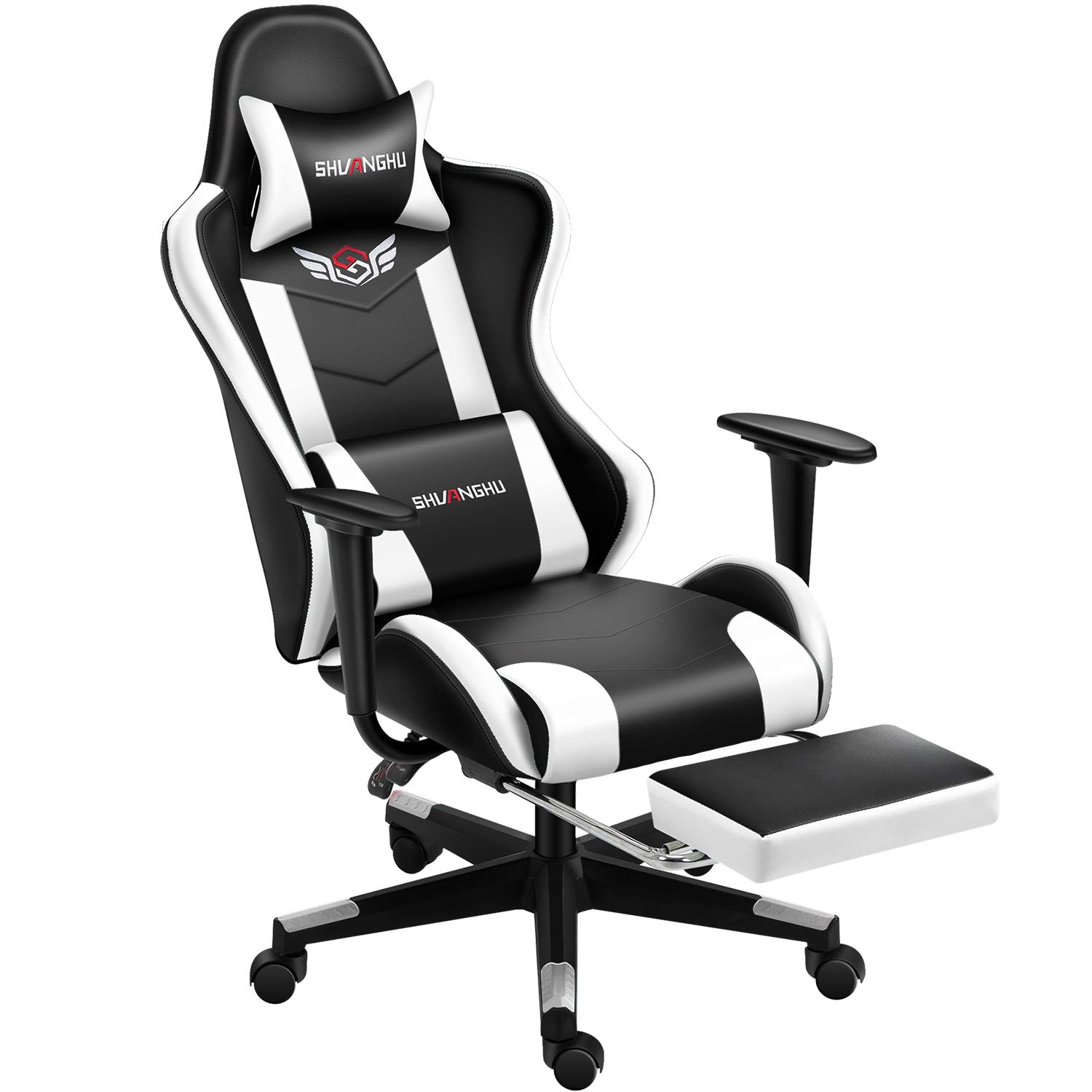 shuanghu Gaming Chair Office Chair Ergonomic Computer Chair with Reclining Chair with Headrest and Lumbar Support Video Game Chair for Adults Teens Desk Chair(Footrest)