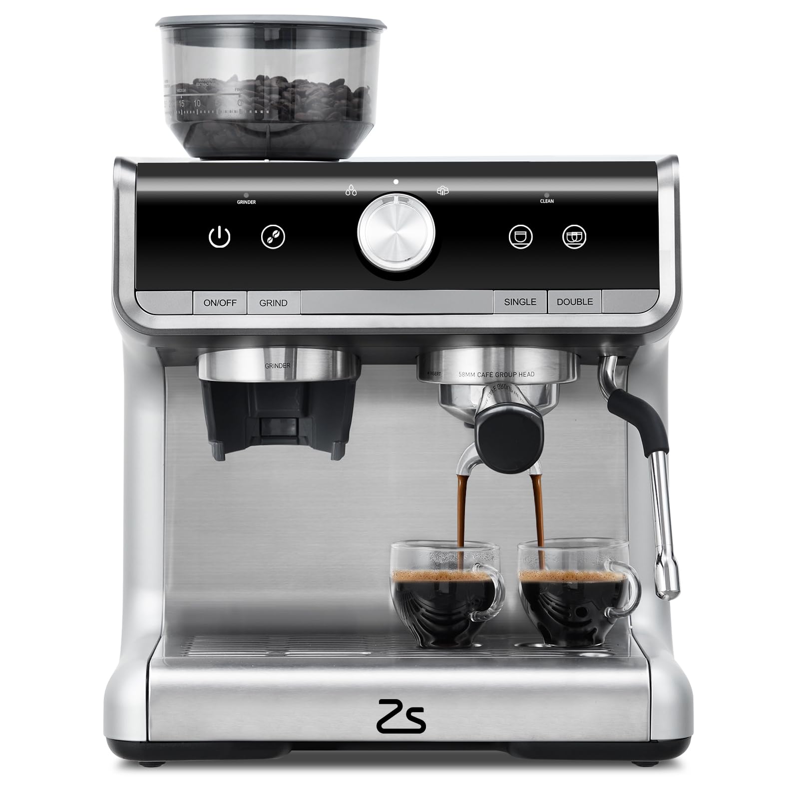 Expresso Coffee Machines With Grinder, Espresso Machine 20 Bar With 2.8 L Water Tank, Semi-Automatic Espresso Maker With Milk Frother Steamer Wand For Cappuccino, Latte, Macchiato