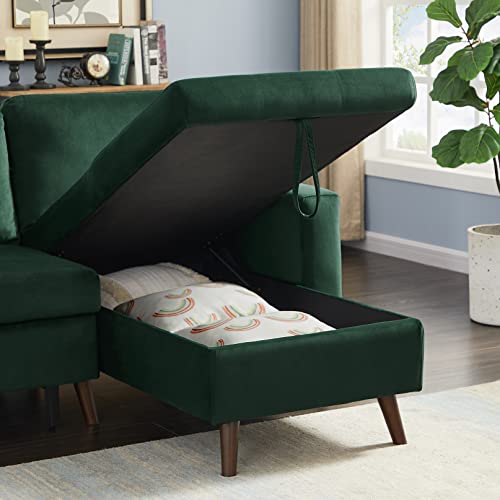 Eafurn Reversible Corner Sectional Sofa Pull Out Bed with Storage Chaise Lounge (Left & Right), 3 Seater Velvet Upholstered Convertible Sleeper Couch Bed, L Shaped Pullout Sofa&Couch for Living Room
