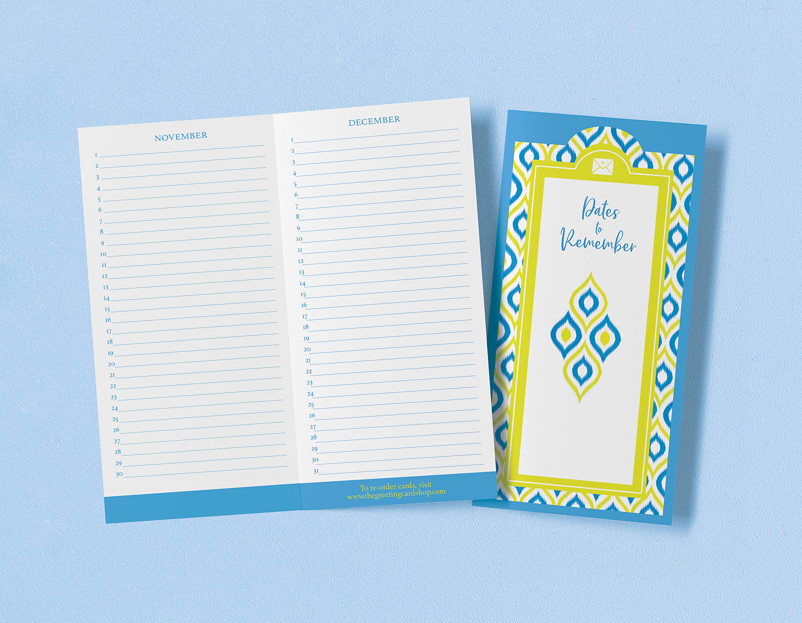 Designer Greetings Greeting Card Organizer Box with Dividers and Calendar, Peacock Design (Holds Up to 40 Greeting Cards, 5.5” x 7.25” or Smaller)