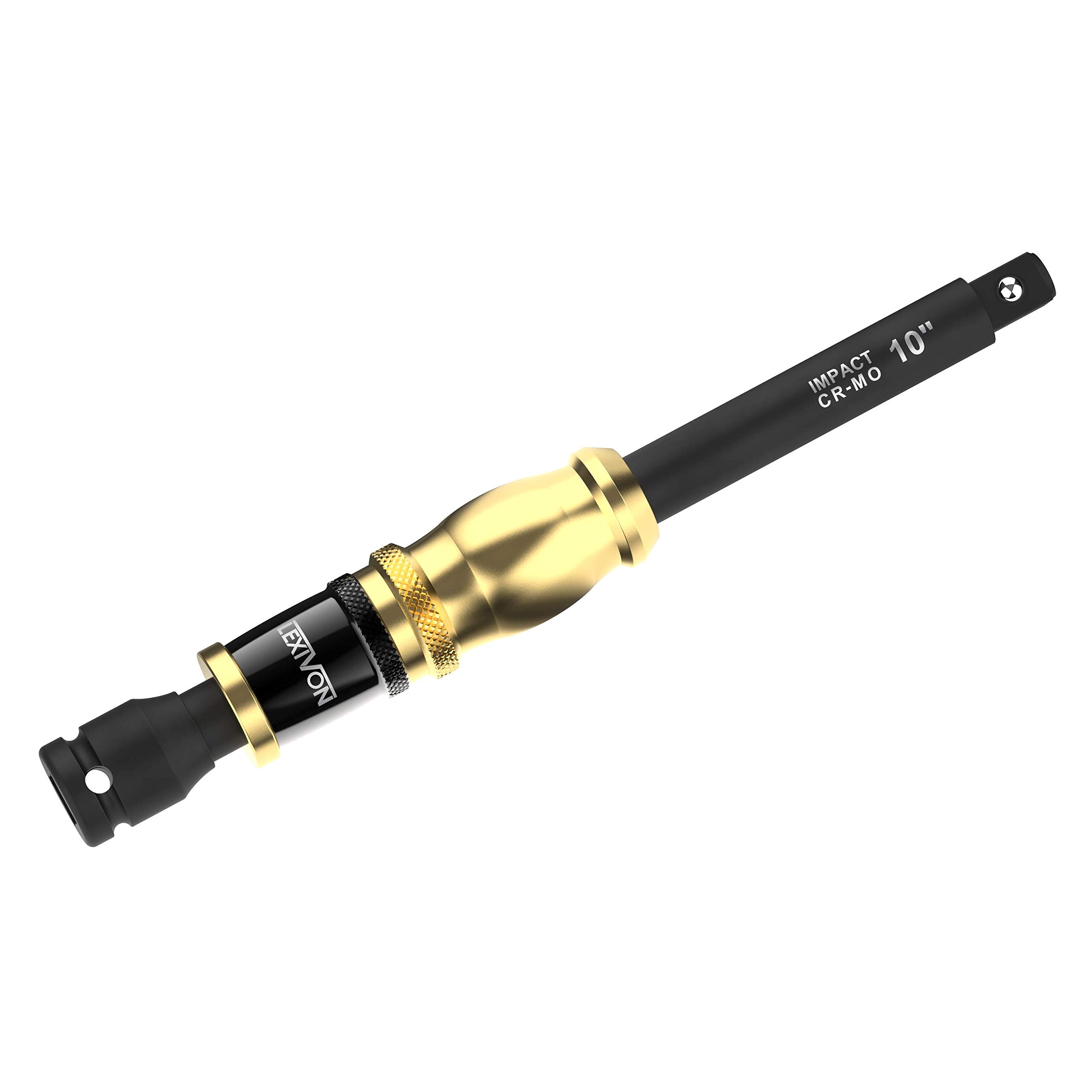 LEXIVON 1/2" Impact Driver Speed Collar 10" Impact Extension Bar | Adjustable 3-Position Aluminum Spinning Handle, Cr-Mo Steel Extension = Fully Impact Grade (LX-116)