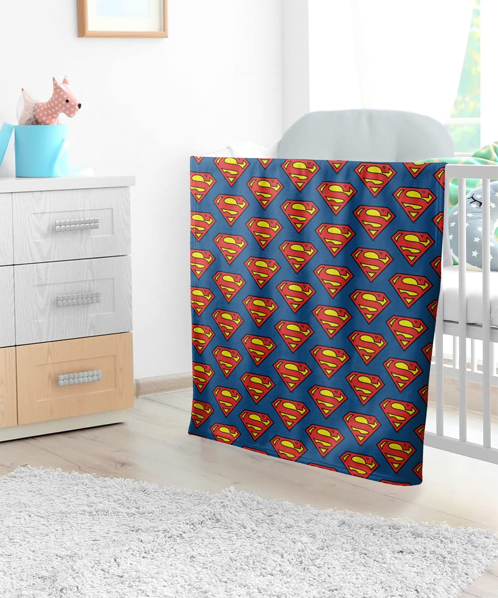 LOGOVISION Superman Lightweight Baby Blanket, 30"X40", Classic S Shield Logo Pattern Unisex for Infants Girls & Boys