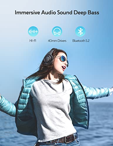 INFURTURE H1 PRO Hybrid Active Noise Cancelling Headphones，Over Ear Bluetooth 5.3 Headphones with Multiple Modes，3 EQ Modes Low Latency, 60H Playtime for Adults, Kids, TV, Travel, Home Office
