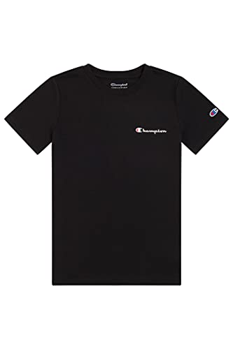 Champion Boys Short Sleeve Tee Shirt Chest Script Big and Little Boys Top (Black, Small, s)