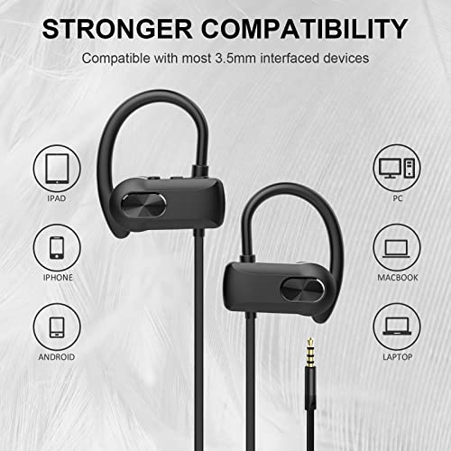 JUSTRVN Wired Earphone, in-Ear Headphone with Ear-Hook&Noise Isolation Earbuds with Microphone & Custom-Fit Ear Tips, 3.5mm Jack headsets Compatible with Smartphone/iPad/Desk Laptop
