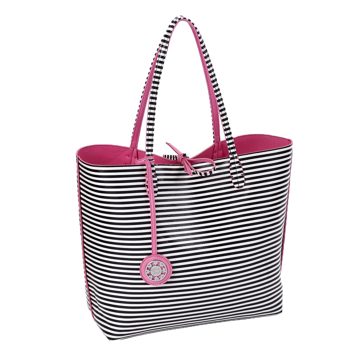 Sydney Love Serve It Up Tennis Reversible Tote & Wristlet, Pink/Stripes