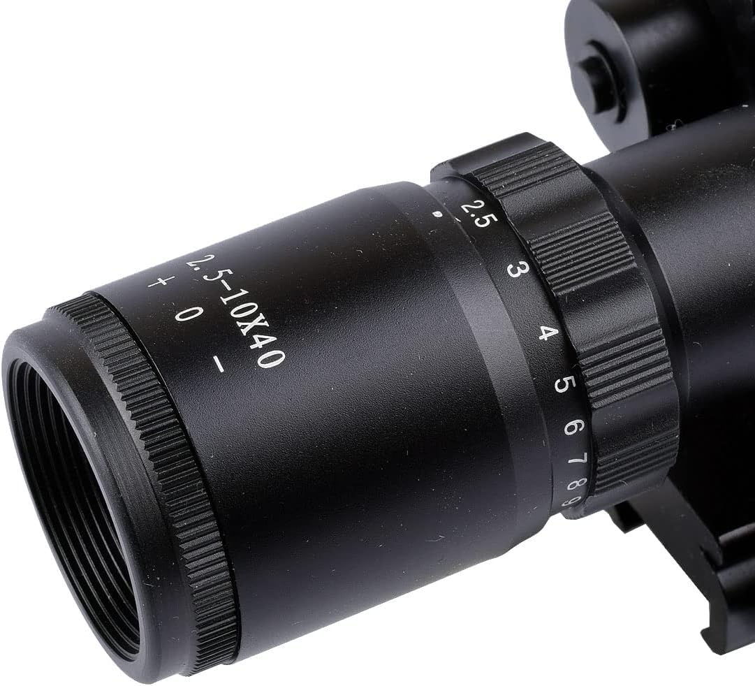 CTOPTIC 2.5x-10x40 Riflescope with Mil-Dot Reticle & Illuminated Reticle Green Laser for Hunting (red Laser)